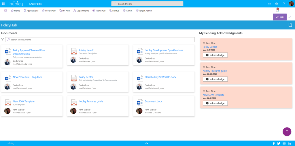 SharePoint Intranet App for Professional Service Policies